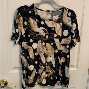 Peter Nygard | Tops | Nygard Collection Womens Black White Gold Graphic ...